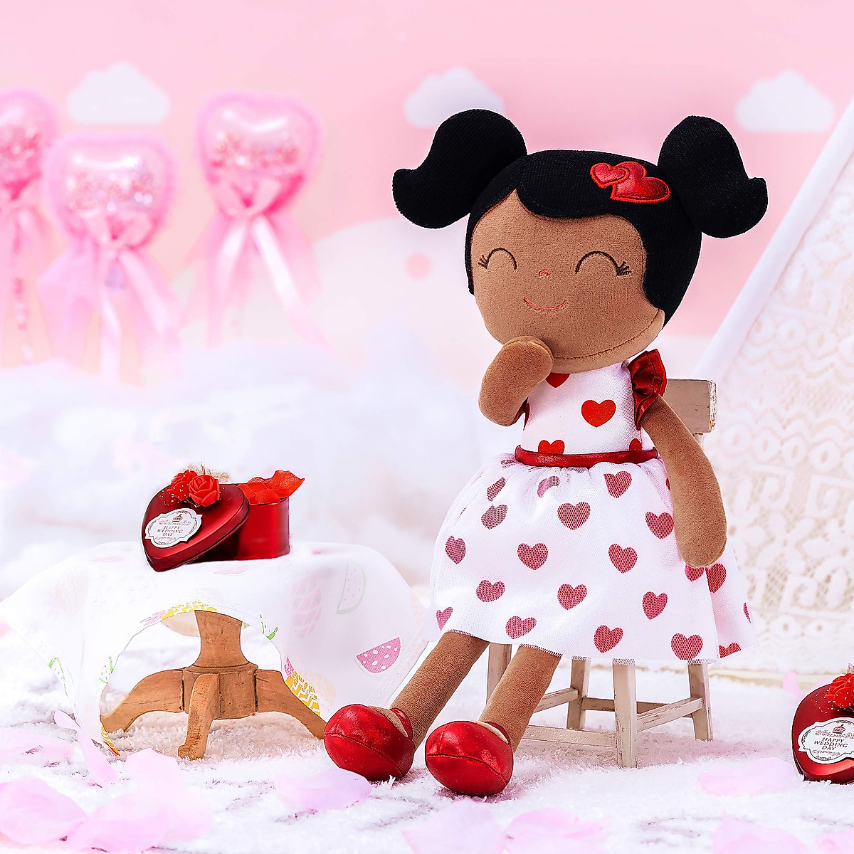 Gloveleya Baby Doll Baby Girl Gift Plush Doll Heart Tanned Girl 16 Inches