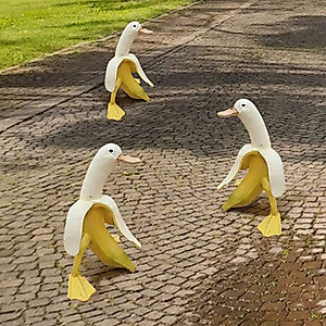 MAOSUO Banana Duck Sculpture Resin Creative Cute Ornament Art Statue Home Office Yard Garden Outdoor Indoor Decoration Home Decor DIY Art Craft Ideal Gift