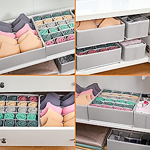 GOGOODA 4 Pcs Underwear Drawer Organizers Divider, Socks Bra Organizer and Storage Boxes for Lingerie, Bra, Undies