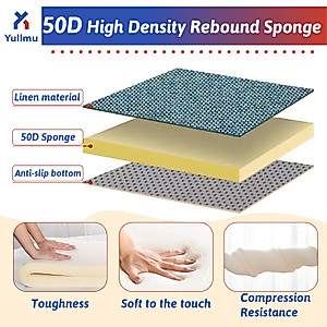 Yullmu Custom Bench Cushions for Indoor Furniture,Custom Size Window Seat Cushions,Window Bench Cushions with Non-Slip,Sofa Seat Bench Cushion,Piano Chair Cushion Indoor-50D Foam (Linen)