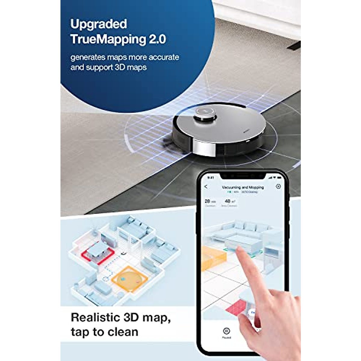 ECOVACS DEEBOT X1 Omni Robot Vacuum and Mop Combo with Self-Emptying, Auto-Wash, Auto-Refill and Auto-Hot Air Drying, 5000Pa Suction, AIVI 3D Obstacle Avoidance, Built-in YIKO Voice Assistant, Black