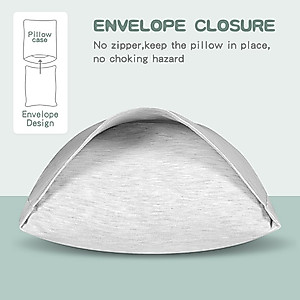 Zenssia Organic Cotton Toddler Pillowcase/Travel Pillowcase Pack of 2 Set 13x18 Inches with Envelope Closure - Soft & Breathable Baby Pillow Case Cover Solid Gray