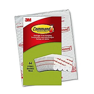 Command PH024-64NA Hanging, Indoor Use, 64, Decorate Damage-Free Small White Poster Strips, 0, Count