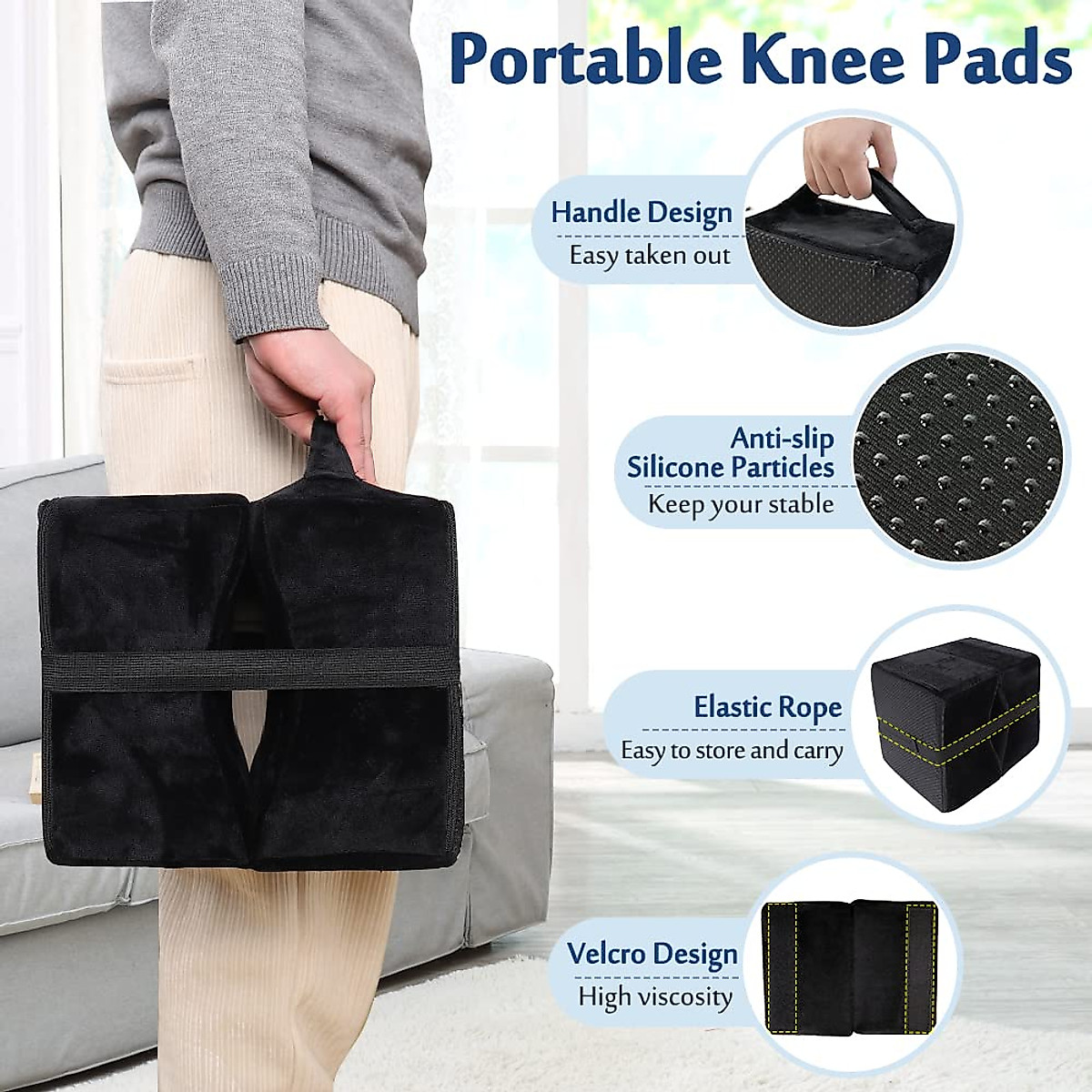 AOSSA Kneeling Pad Extra Thick Foam Knee Cushion Kneeling Mat Pads for Cleaning Floors Men Construction Yoga Exercise Gardening Folding Mechanics Pad Bathtub Kneeling Prayer Pillow Flooring Knee Pad