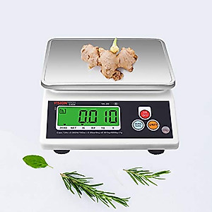 VisionTechShop VK-2D Digital Kitchen Scale, Lb/Oz/Kg/g Switchable, Stainless Steel Plate Food Scale, Large LCD Display with Backlight, 12lb Capacity, 0.002lb Readability