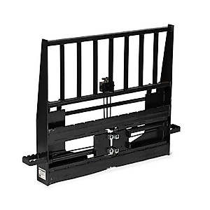 Titan Attachments Standard Series Adjustable Hydraulic Sliding Skid Steer Pallet Fork Frame, 4,000 LB Capacity, Adjusts 8in to 40in Hydraulically, Side Steps for Easy Entry, Quick Tach Mounting System
