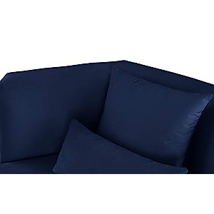 Meridian Furniture Marquis Collection Modern | Contemporary Velvet Upholstered Sofa with Stainless Steel Base in a Rich Gold Finish, 93" W x 38" D x 29" H, Navy