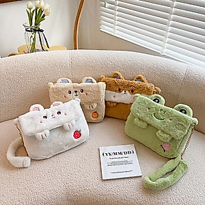 Plush Animal Handbag Crossbody Bag, Cute Lolita Plush Purse, Funny Birthday Gift for Women Girl(green)