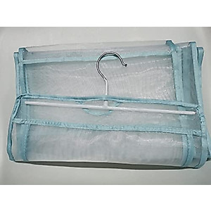 Cyan Mirs Hanging Handbag Purse Organizer Clear Hanging Shelf Bag Collection Storage Closet Storage Bag 8 Pockets, Blue+white