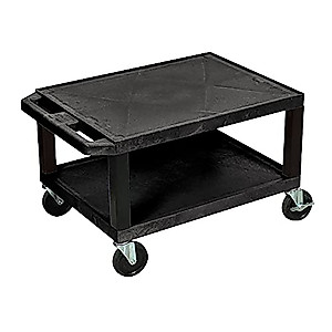 H Wilson Luxor 16"H AV Cart - Two Shelves - Black Legs