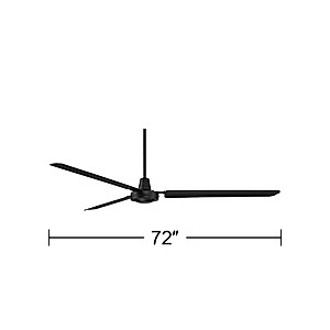 Casa Vieja 72" Velocity Modern Large 3 Blade Indoor Outdoor Ceiling Fan with Wall Control Matte Black Metal Damp Rated Patio Exterior House Home Porch Living Room Gazebo Garage Barn Roof