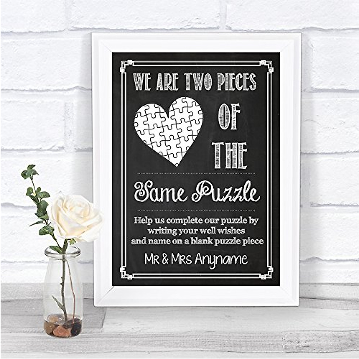 Chalkboard Style Puzzle Guest Book Vintage Personalized Wedding Sign