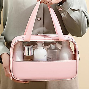 Hanging Travel Toiletry Bag for women, Waterproof Cosmetic Bag Portable Travel Makeup Pouch Multifunction Handle Travel Toiletry Bag Organizer for Women, Cosmetic Bags for Women Travel Set(3Pcs Pink)