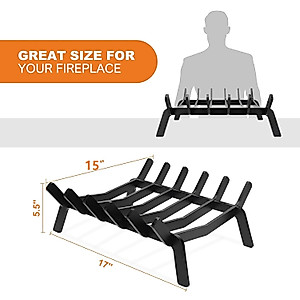 Fireplace Grate 14in Heavy Duty, Fireplace Wood holder for Inside Fireplace, Fireplace Log Holder, Small Fire Grate, Fireplace Accessories, Chimney Hearth Indoor, 5 Bars Fire Pit Grate for Outdoor