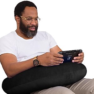 Rare Gaming Pillow | Ergonomic Gaming Lap Pillow Provides Wrist & Elbow Support, Reduces Shoulder & Neck Pressure | Plush Arm Rest Pillow with a Washable Cover & Easy-Storage Clip, (Black)