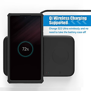 ZEROLEMON Battery Case for Galaxy S22 Ultra, 10000mAh Super Fast Charging Passing Through, Wireless Charging Supported, ZeroShock Extended Battery Charger Cover for S22 Ultra 2022 - Black