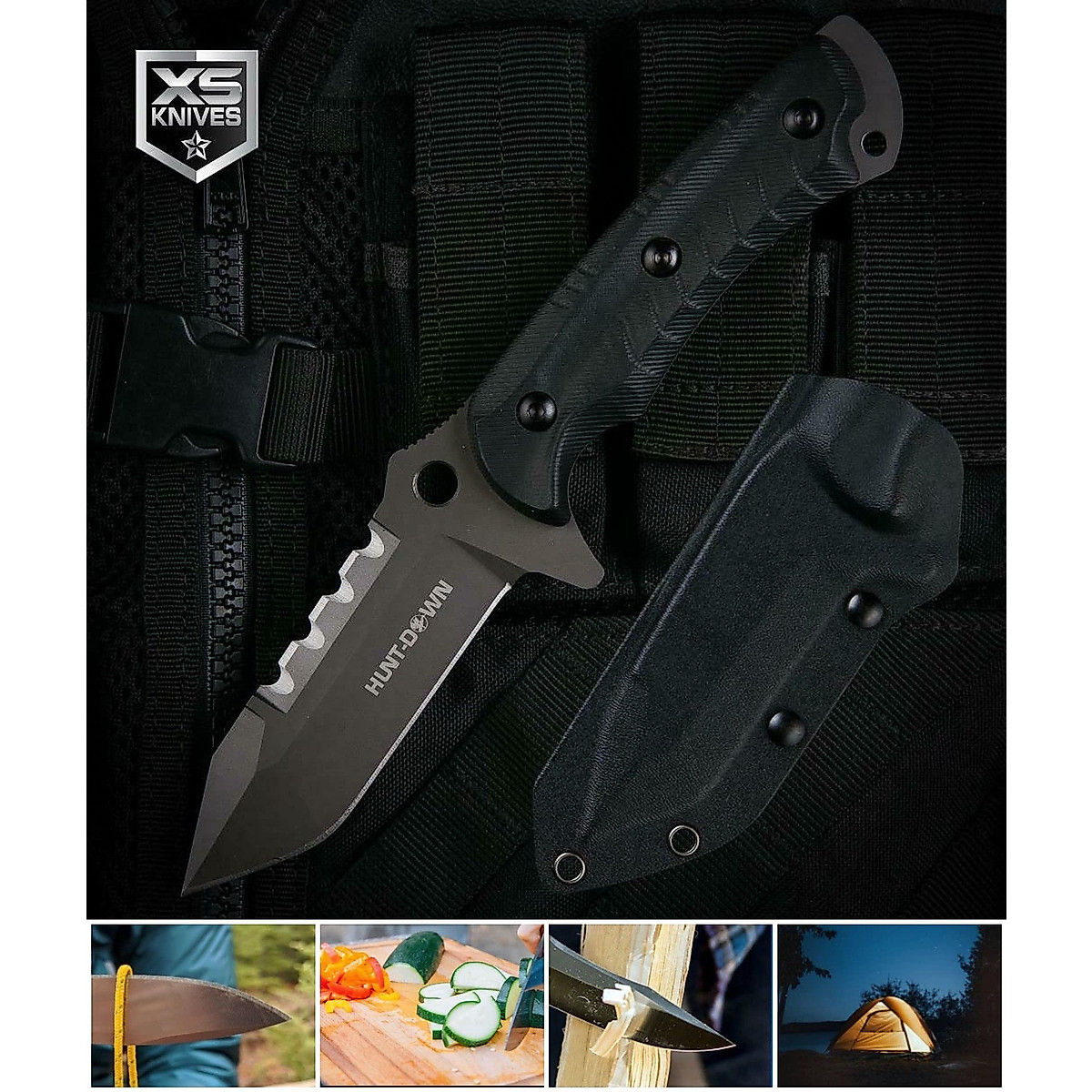 Tanto Survival Fixed Blade Hunting Knife G10 Handle Full Tang Quick Release Kydex Sheath by Survival Steel