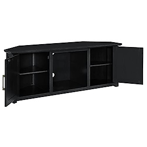 Crosley Furniture Camden Corner TV Stand for 65+ inch TVs, Entertainment Center with Storage Shelves, Black