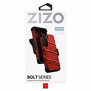 ZIZO Bolt Bundle for Galaxy S22 Case with Screen Protector Kickstand Holster Lanyard - Red