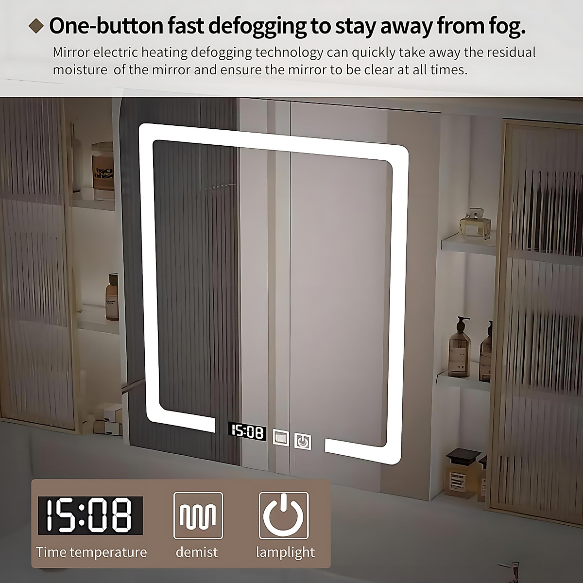 ZGNBSD Bathroom Vanity with Sink - Stylish Bathroom Sink Cabinet, Floating Vanity & Intelligent Fog-Free Mirror Cabinet | Solid Wood Material | Modern Bathroom Cabinet with Sink (28")