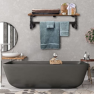 Yawinhe Industrial Pipe Clothes Rack with Top Shelf, 27.5in Wall Mounted Garment Rack,Space Saving Hanger With 4 Bases,Multi-Purpose Hanging Rod for Shops, Homes, and Closets