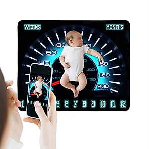 Racing Car Baby Monthly Milestone Blanket, Rally Speedometer,48x40in Soft Flannel, Newborn Mom Gifts, Baby Shower Age Growth Tracker with Bonus Maker BTLSSS43