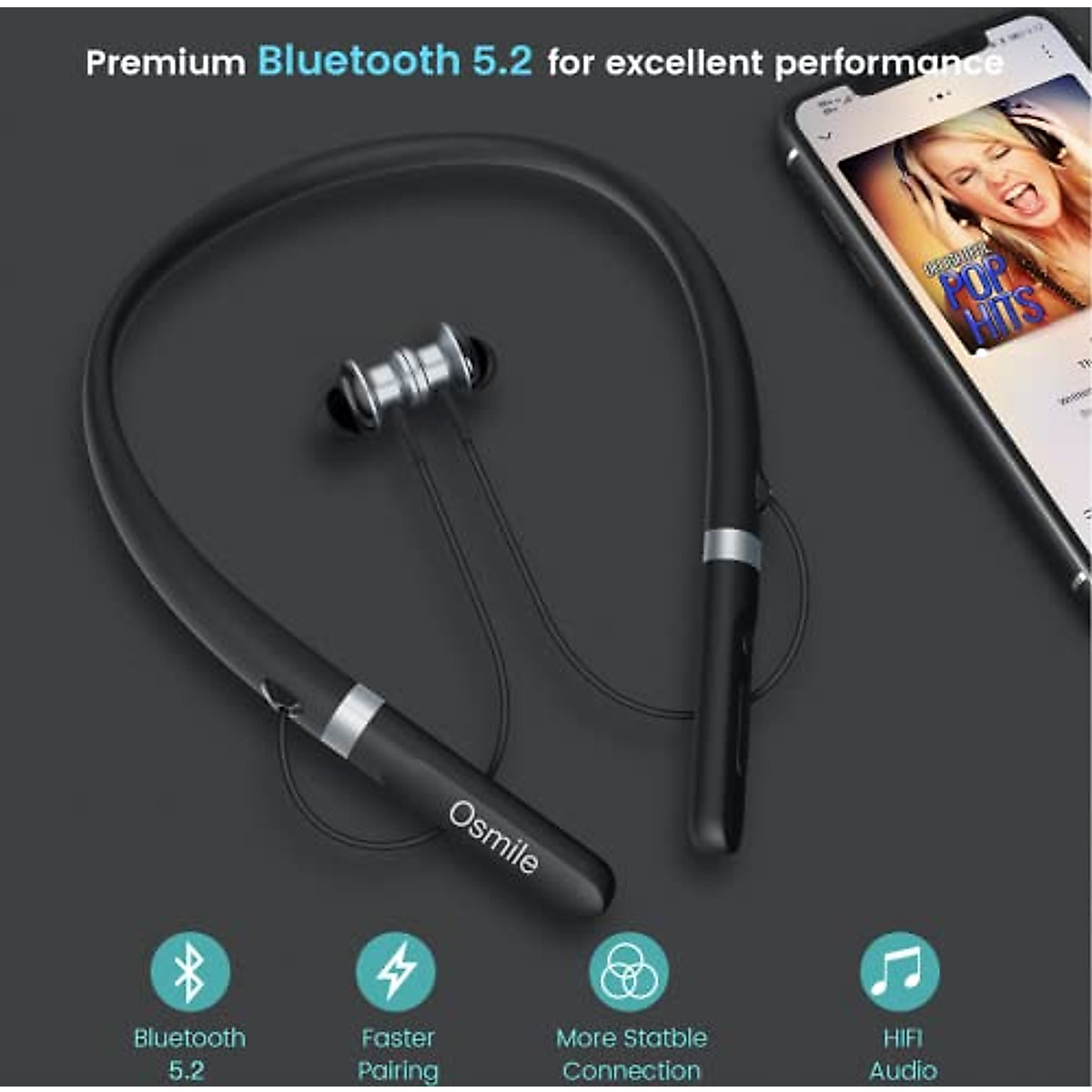 Osmile NE100 Neckband Earphone (Environmental Noise Cancellation) 35 hrs Music time