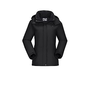CAMEL CROWN Ski Jackets for Women Winter Snow Coats Warm Mountain Waterproof Female Jacket Hooded Windbreaker Black S