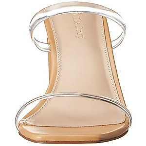 The Drop Women's Avery Square Toe Two Strap High Heeled Sandal, Clear, 7.5