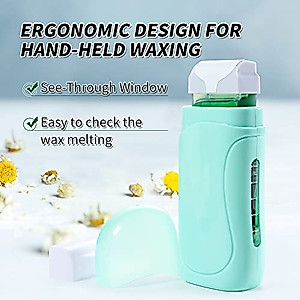 Roll On Wax, Waxing Kit for Women, Roller Waxing Kit for Sensitive Skin, Chamomile Wax Roller Kit for Larger Areas of the Body, at Home Waxing Kit for Women and Men, Hair Removal Wax with Wax Cartridge