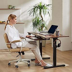 Electric Standing Desk with Keyboard Tray, 55 x 24 Inches Large Height Adjustable Desk Stand Up Desk with 3 Memory Presets, Ergonomic Computer Desk Home Office Desk Sit to Stand Desk, Rustic Brown