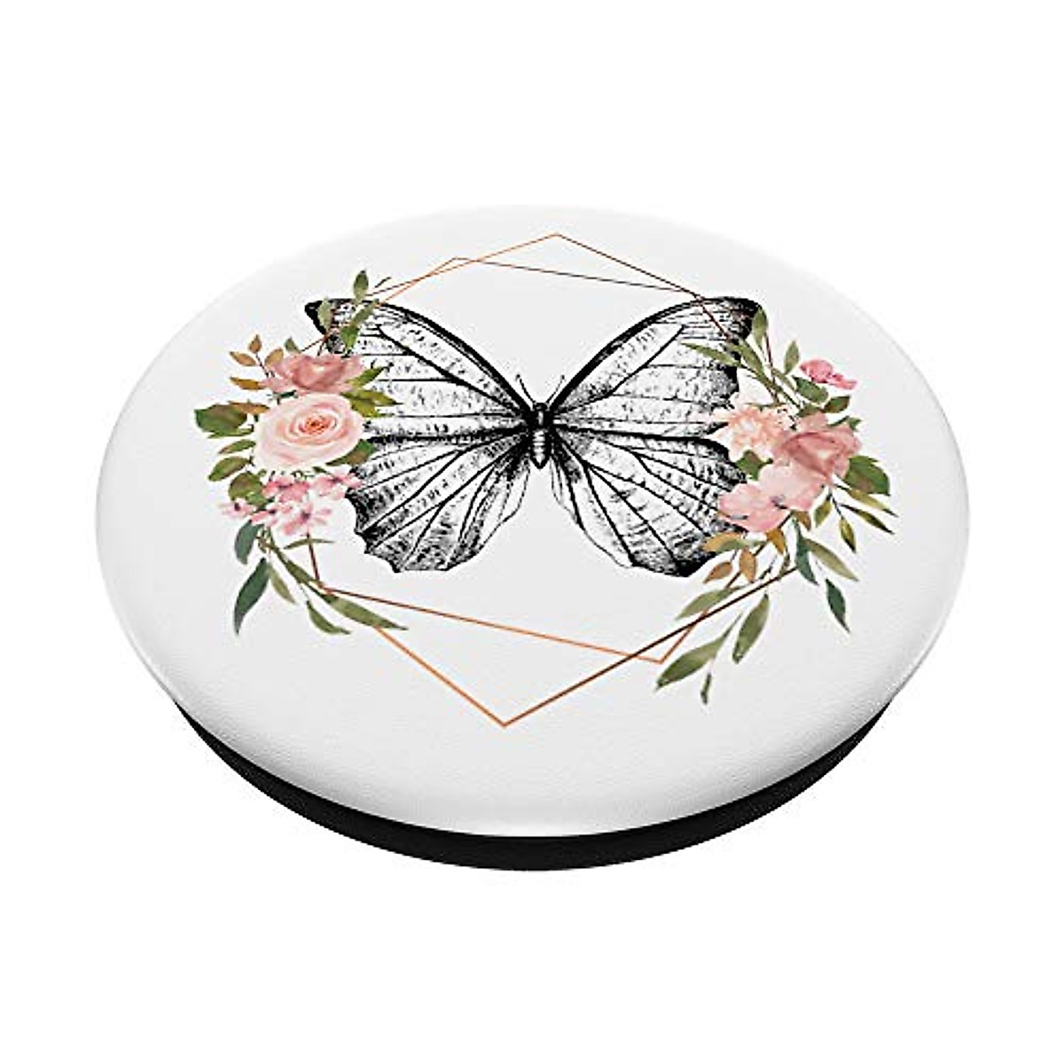 Butterfly Vintage Animal Drawing Retro Insect Biology White PopSockets PopGrip: Swappable Grip for Phones & Tablets