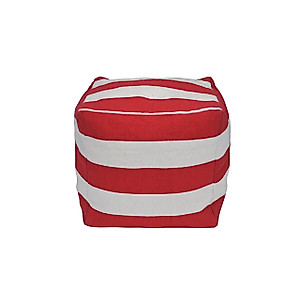 Urban Shop Striped Square Pouf, Red