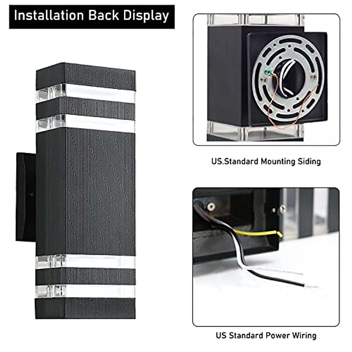 Stayofa 2 Packs 12inch LED Square Up&Down Wall Lights 14W 4000K Day White Outdoor Wall Light Aluminum Body Waterproof IP65 led Porch Light for House Patio Garage Garden