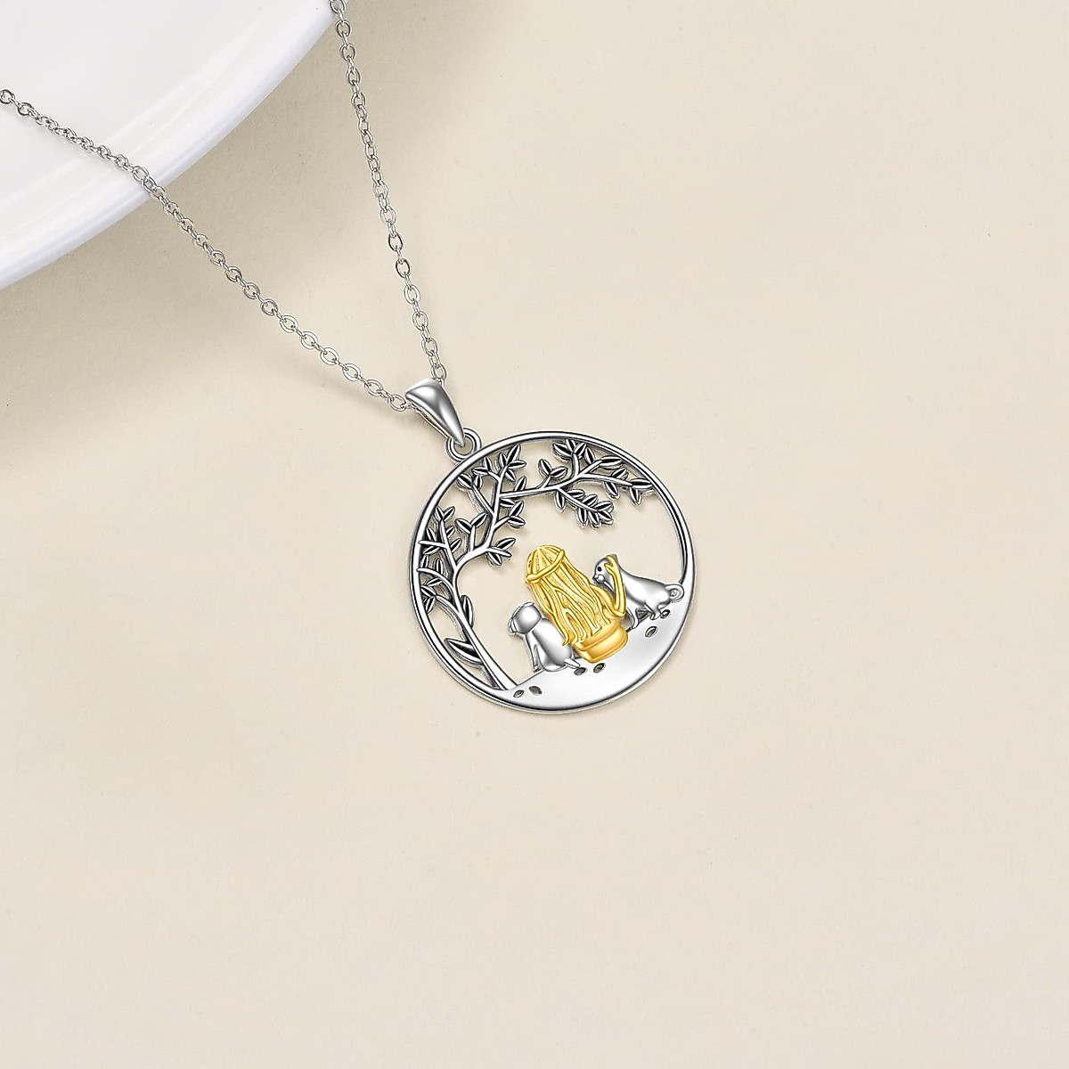 YAFEINI Dog Necklace Sterling Silver Girl and Dog Pendant Memorial Jewelry Gifts for Women Pet Lover