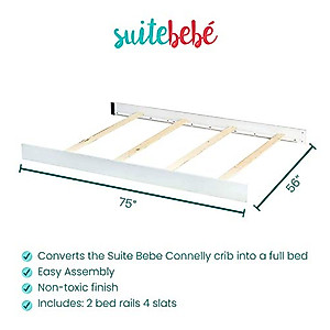 Suite Bebe Connelly Crib to Full Bed Conversion Kit Only, Adjustable in White - Quick Ship, Full Size Bed