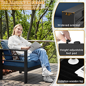 VONZOY Aluminum Patio Furniture Set, Metal Outdoor Furniture Set, Patio Furniture Set with Waterproof Covers