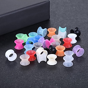 Xpircn Thin Silicone Ear Plugs Tunnels Flexible Ear Earlets Ear Gauges Expander Stretchers Double Flared Flesh Ear Piercing Jewelry 15pairs