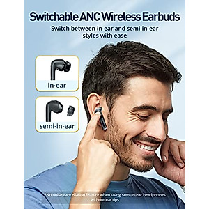 Gsoemon Active Noise Cancelling Wireless Earbuds, Bluetooth 5.3 Headphones, Enhanced Bass, 35dB Noise Cancelling Earphones, 24H Playtime, IPX5 Waterproof, Pass-Through Mode, 4 Mic ENC, 3 EQ