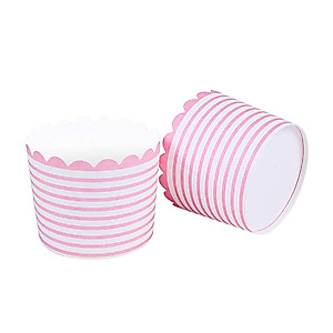 Webake Full Size Paper Baking Cups, 6oz Pink Cupcake Liners for Cupcake Bath Bomb, Muffin Case, Great for Valentine's Day Cupcake Baking Decoration Set of 25 (Pink Stripe)