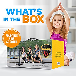 Hurtle 3 Wheeled Scooter for Kids - Foldable Stand Child Toddlers Toy Kick Scooters w/Built-in LED Wheel Lights, Anti-Slip Wide Deck, Adjustable Height, Great for Outdoor Fun -, Pink