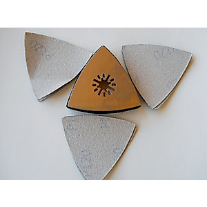 Combo Value Pack - 3 inch Triangular Hook and Loop Sanding pad with Universal Arbor Plus 20 Count Sanding Paper kit for Fein Multimaster ?, Craftsman, Ridgid, Bosch, Chicago, etc.
