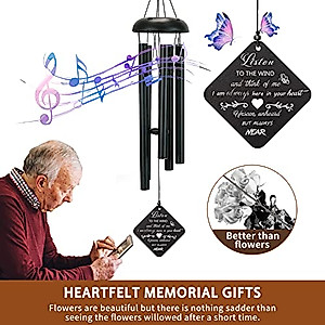 Memorial Wind Chimes, Sympathy Wind Chimes for Outside Deep Tone, 32 Inch Memorial Wind Chimes for Loss of Loved One Prime, Windchimes in Memory of a Loved One, in Memory of Lost Parents