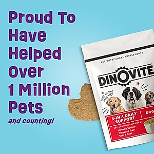 Dinovite Probiotic Supplement for Dogs - Omega 3 for Dogs - Hot Spot Relief - Skin & Coat Supplement for Dogs - 30 Day Supply (30 Day Supply, Large Dogs (45+ lbs))
