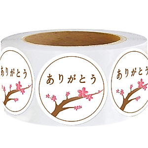 ありがとう Japanese Thank You Stickers 1.5 Inch Grateful Appreciation Labels for Baking Packing,Envelope Seals,Invitation Cards,500 Pcs Per Roll.