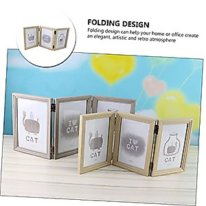 IMIKEYA 1pc Triple Folding Photo Frame Tabletop Picture Frame Wooden Folding Picture Frame wood picture frame wooden frames photo wall collage artistic picture frame office Vertical Gift
