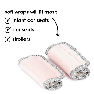 Diono Soft Wraps Car Seat Straps, Shoulder Pads for Baby, Infant, Toddler, 2 Pack Reversible Soft Seat Belt Cushion and Stroller Harness Covers Helps Prevent Strap Irritation, Pink