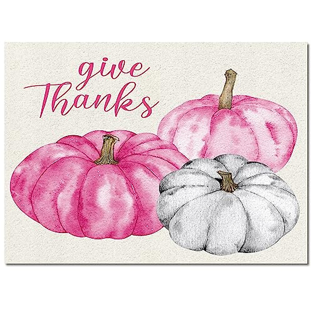 Pink White Pumpkin Area Runner Rug Carpet 3'x5',Outdoor Indoor Kitchen Living Room Bathroom Bedroom Classroom Washable Bath Rug,Doormat Desk Welcome Floor Door Mat,Thanksgiving Harvest Festival Fall