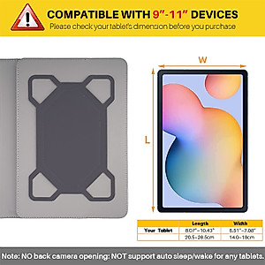DPOB Universal Case for 9-11 inch Tablet, Stand Folio Universal Tablet Case Protective Cover for 9" 10.1" Touchscreen Tablet, with Adjustable Fixing Band and Multiple Viewing Angles