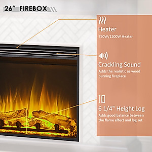 LegendFlame Fireplace Suite Hesper, 52 Inch Mantel Surround, Espresso Oak with Brown Brick Finish with 26 Inch Electric Fireplace Insert, Heater, Timer, Mood Light, Remote Control